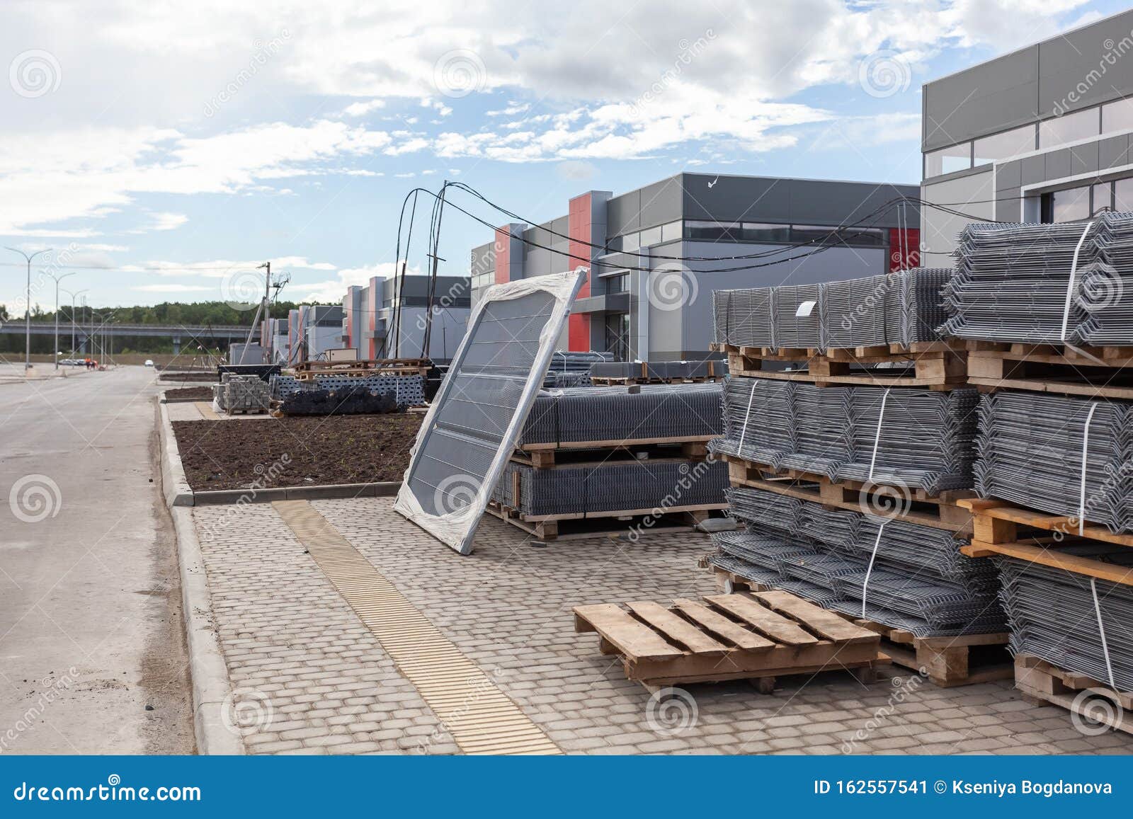Building Materials Stacked on the Construction Site Stock Image - Image ...