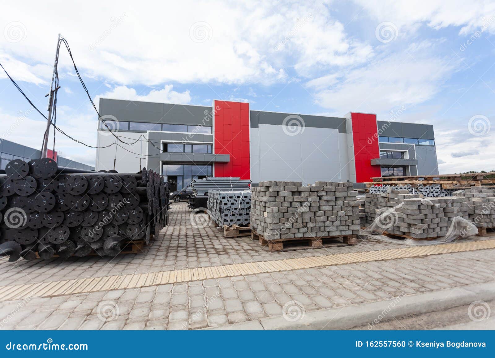 Building Materials Stacked on the Construction Site Stock Photo - Image ...