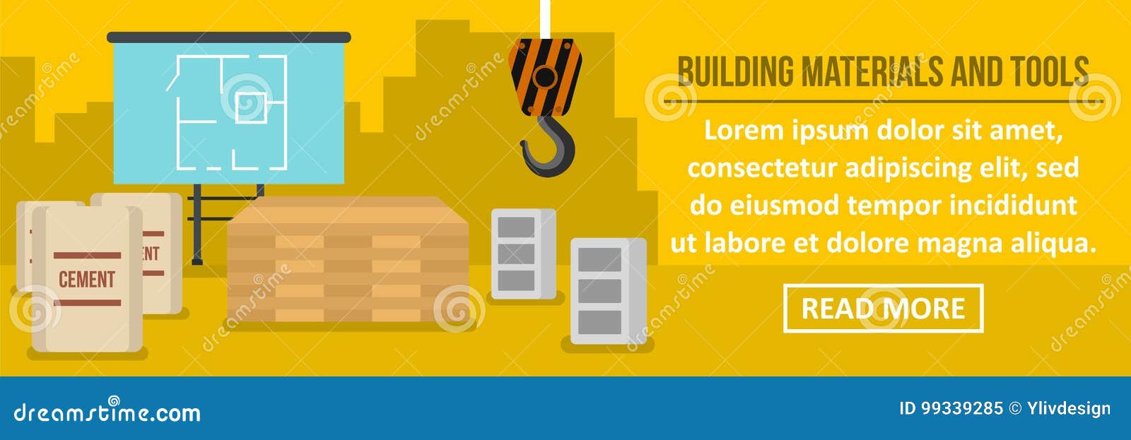 Building Materials and Tools Banner Horizontal Concept Stock Vector ...