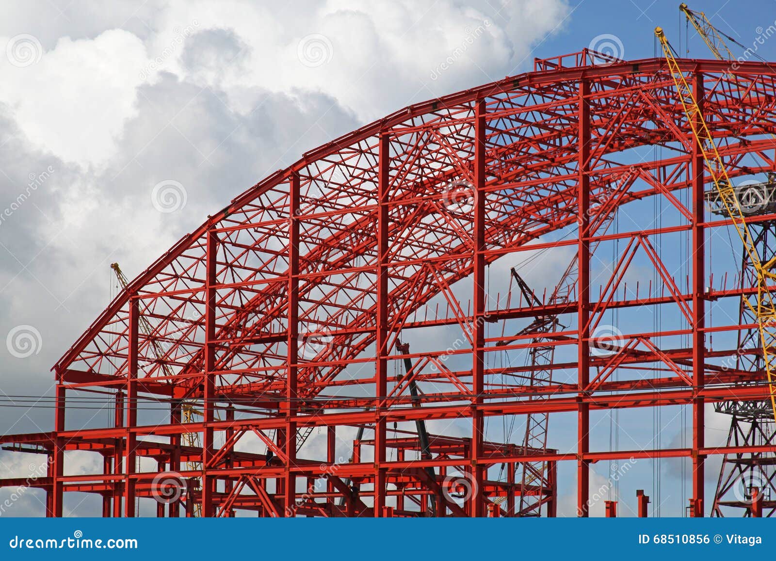 Building A Metal And Concrete, Bricks Fence With Iron Bar Framework ...