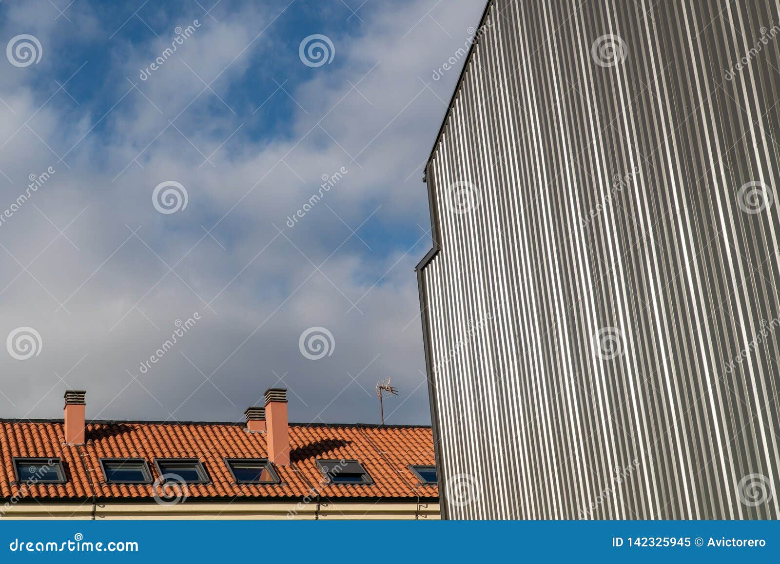 Building with Metallic Cladding Stock Image - Image of gray, corrugated ...