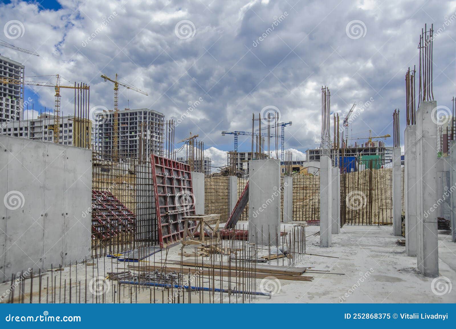 Building monolithic walls stock image. Image of column - 252868375