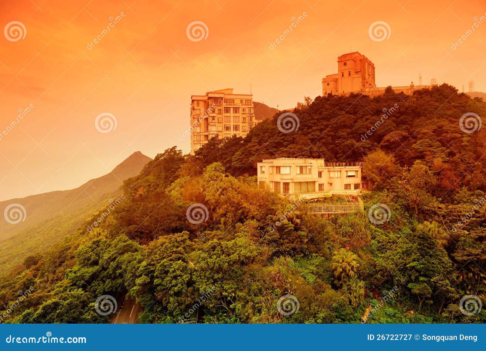 Building on Mountain Top in Hong Kong Stock Image - Image of ...