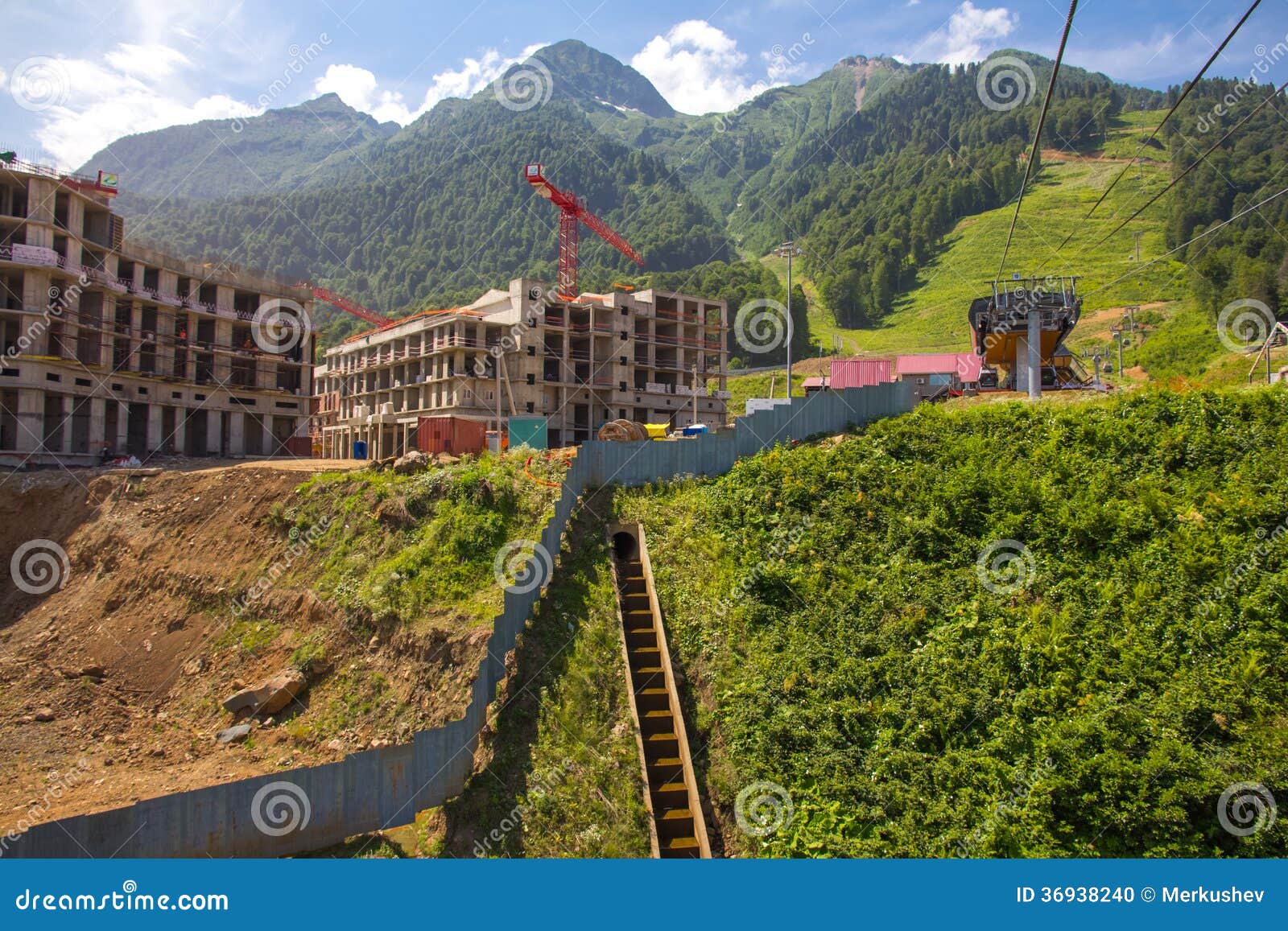 Building in the mountains stock photo. Image of engineering - 36938240