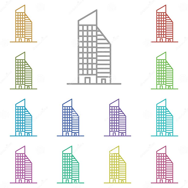 Building Multi Color Icon. Simple Thin Line, Outline of Buildings Icons for Ui and Ux, Website ...