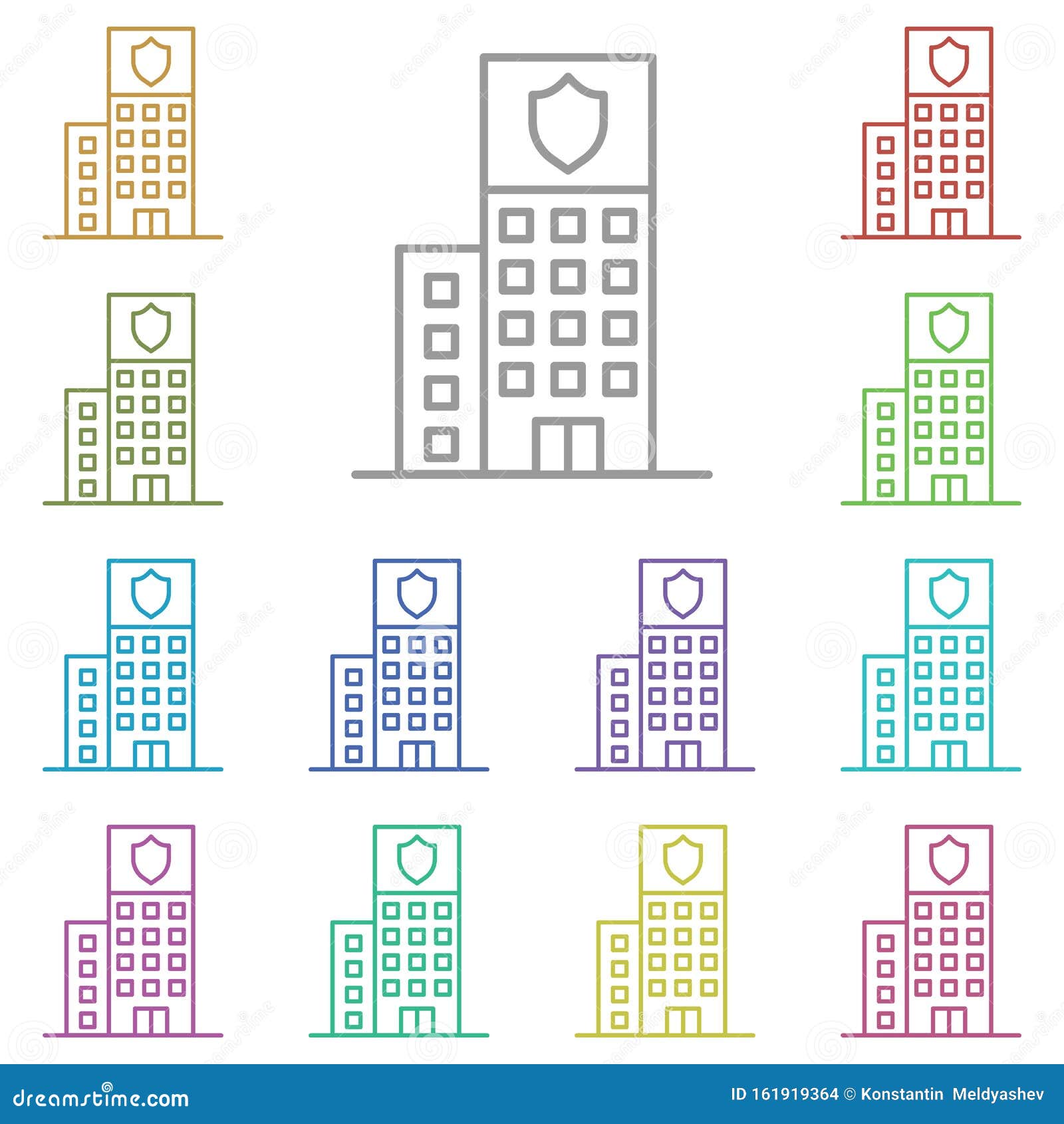 Building Multi Color Icon Simple Thin Line Outline Of Buildings Icons For Ui And Ux Website