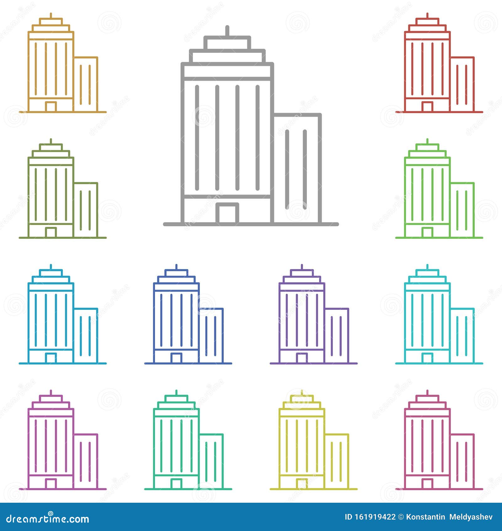 Building Multi Color Icon. Simple Thin Line, Outline of Buildings Icons for Ui and Ux, Website ...