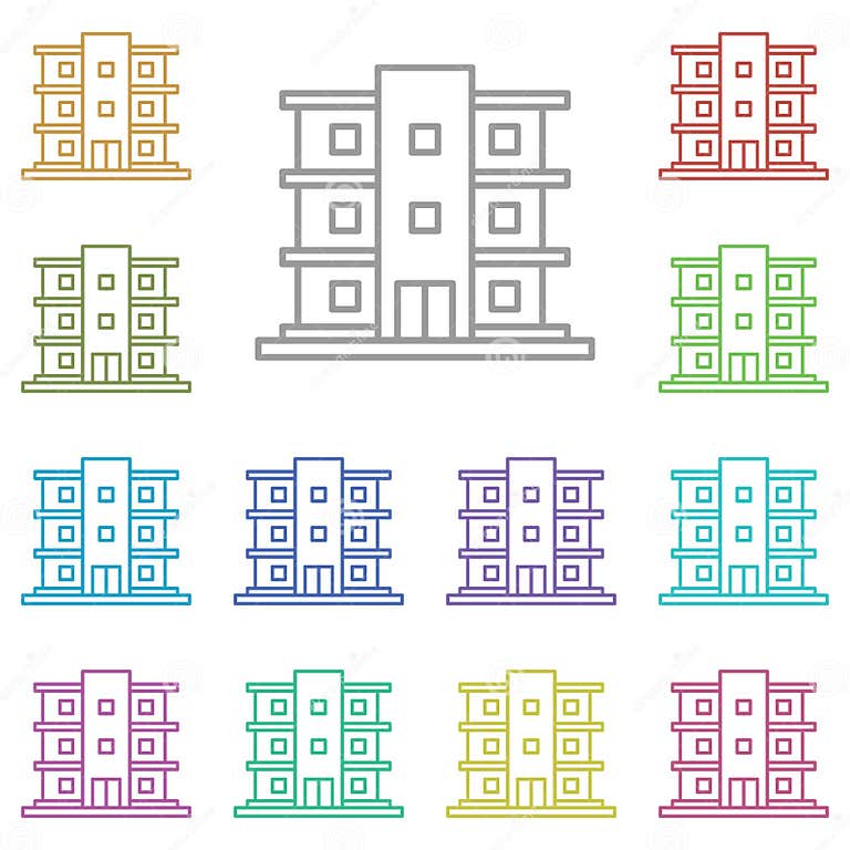 Building Multi Color Icon. Simple Thin Line, Outline of Buildings Icons for Ui and Ux, Website ...