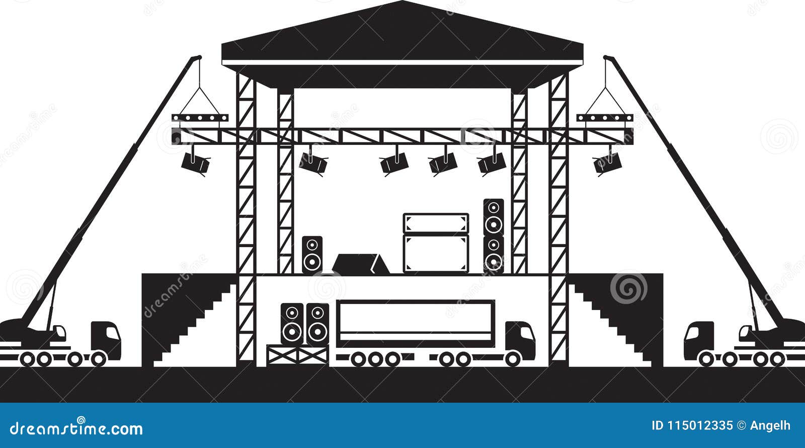 Building of musical stage stock illustration. Illustration of concrete ...