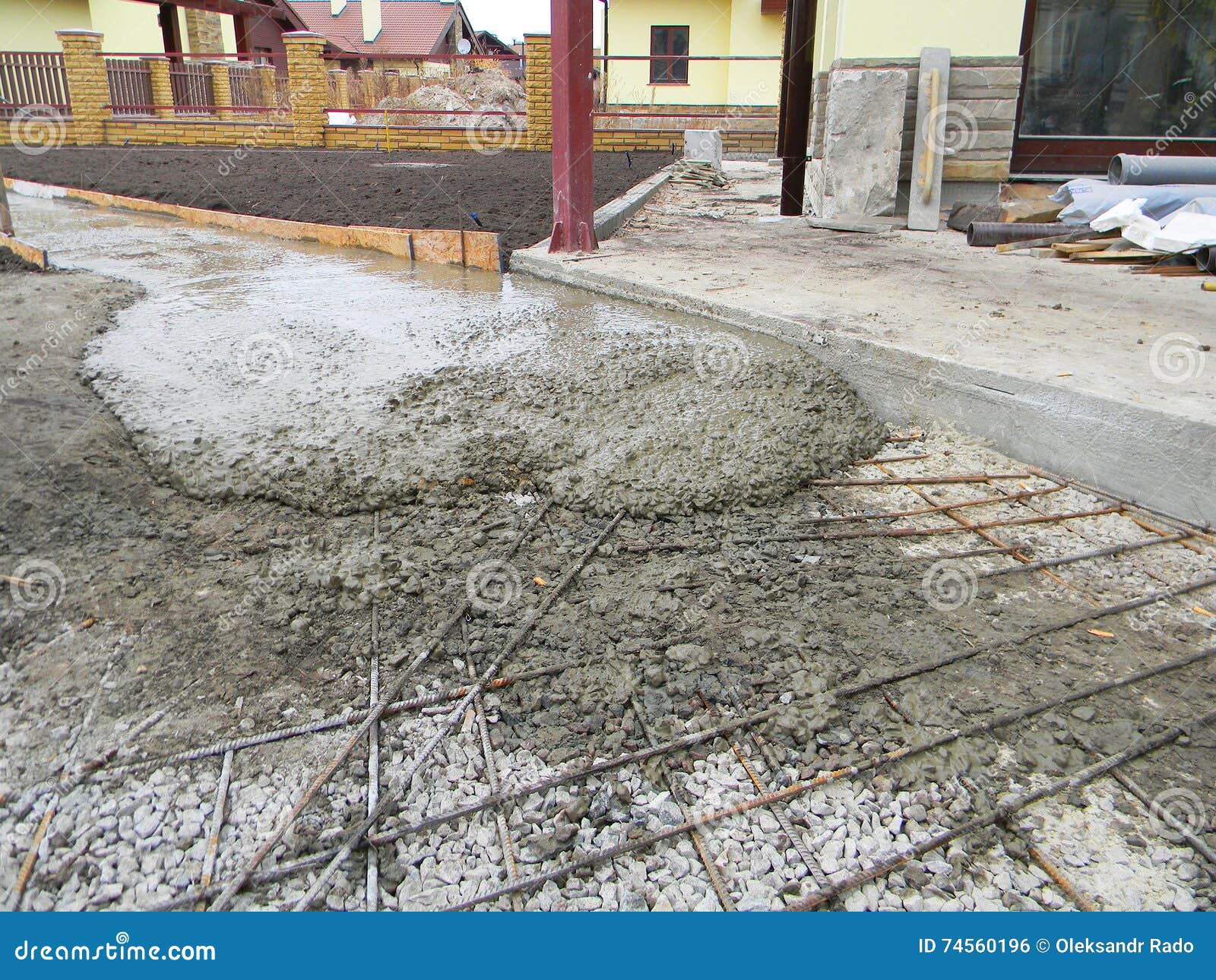 Building New Concrete Pavement for Paio. Foundation for Paving. Stock ...