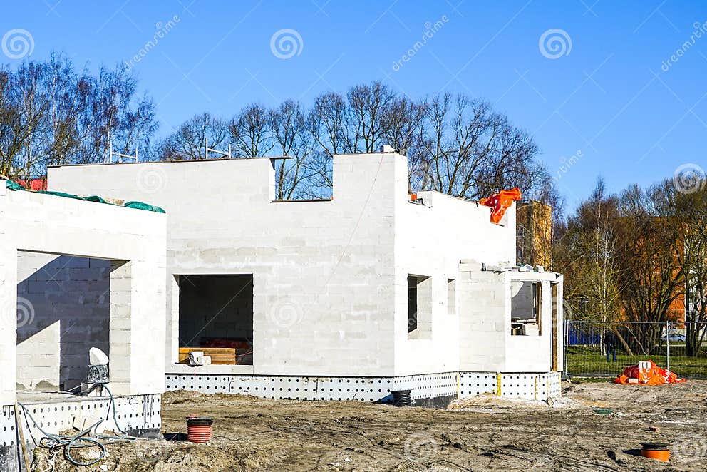 Building a New Home Using Building Blocks in White Stock Photo - Image ...