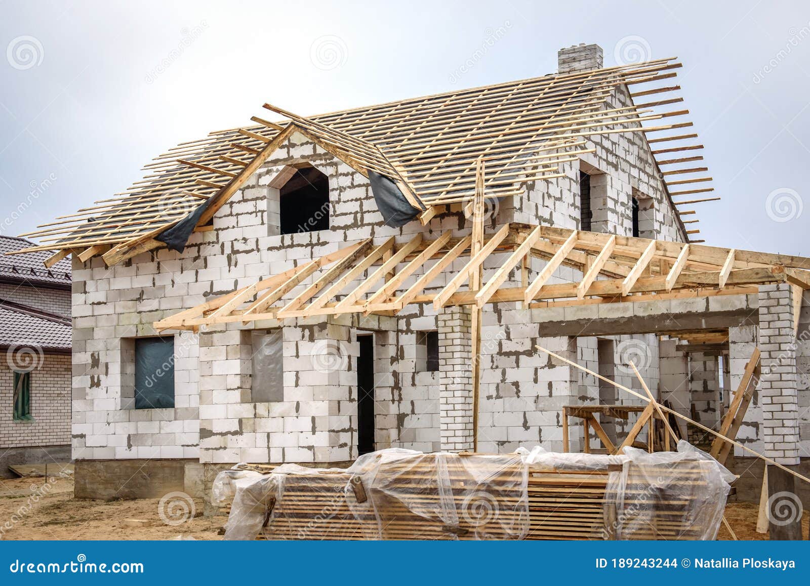 Building a New House of Blocks Stock Photo - Image of construction ...