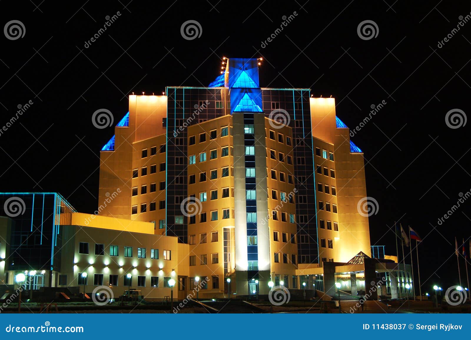 Building at night stock image. Image of illumination - 11438037