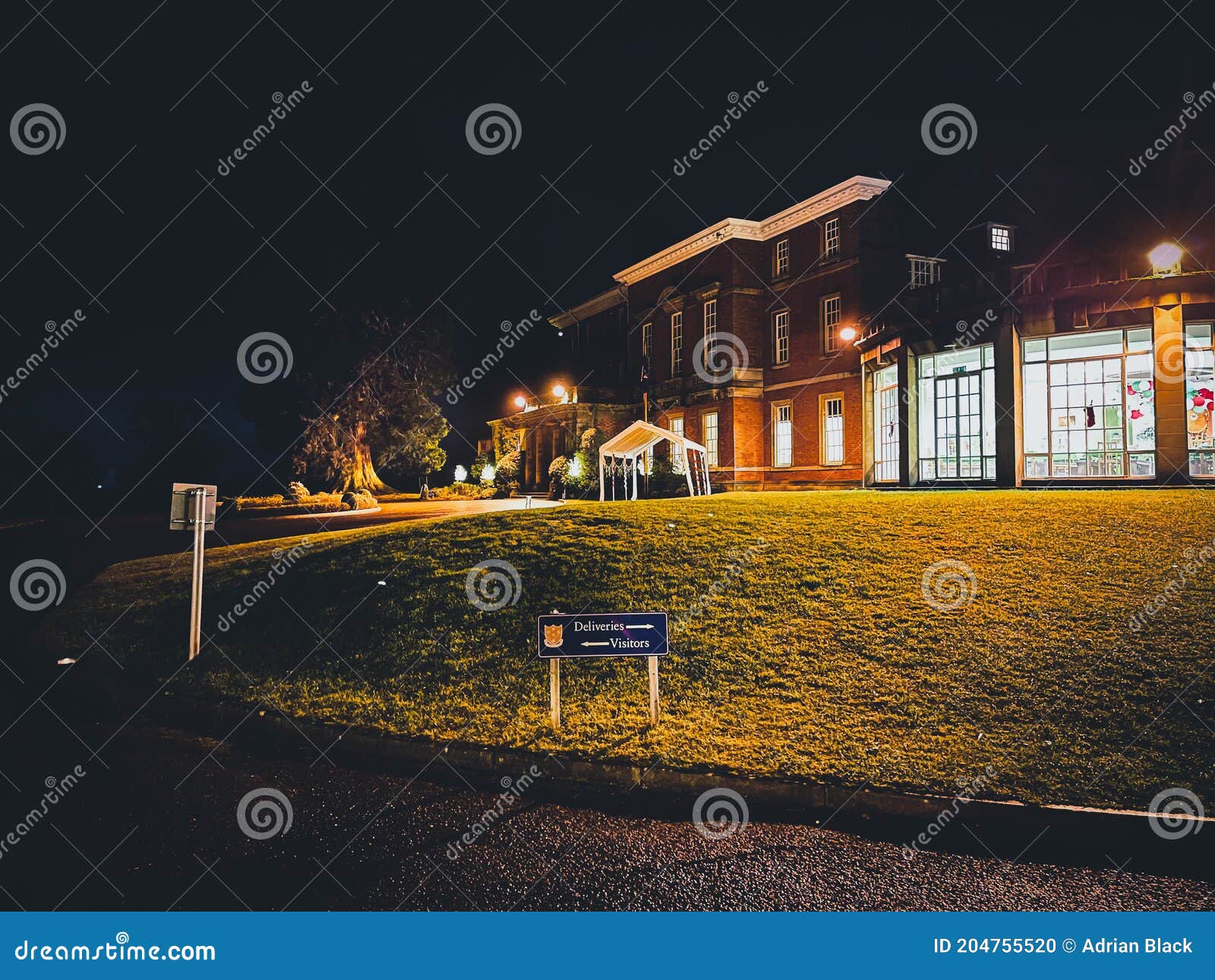 Building at night stock photo. Image of outdoor, private - 204755520
