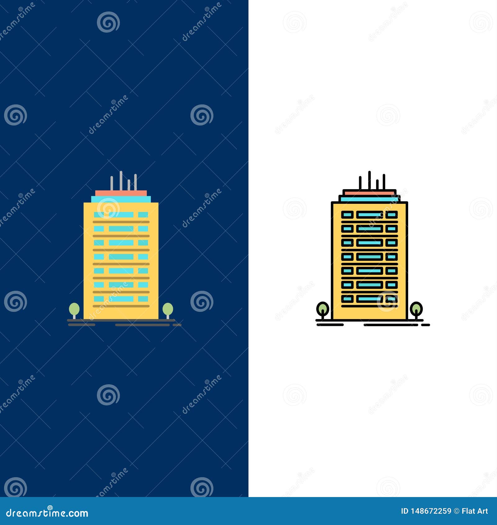 Building, Office, Skyscraper, Tower Icons. Flat and Line Filled Icon ...