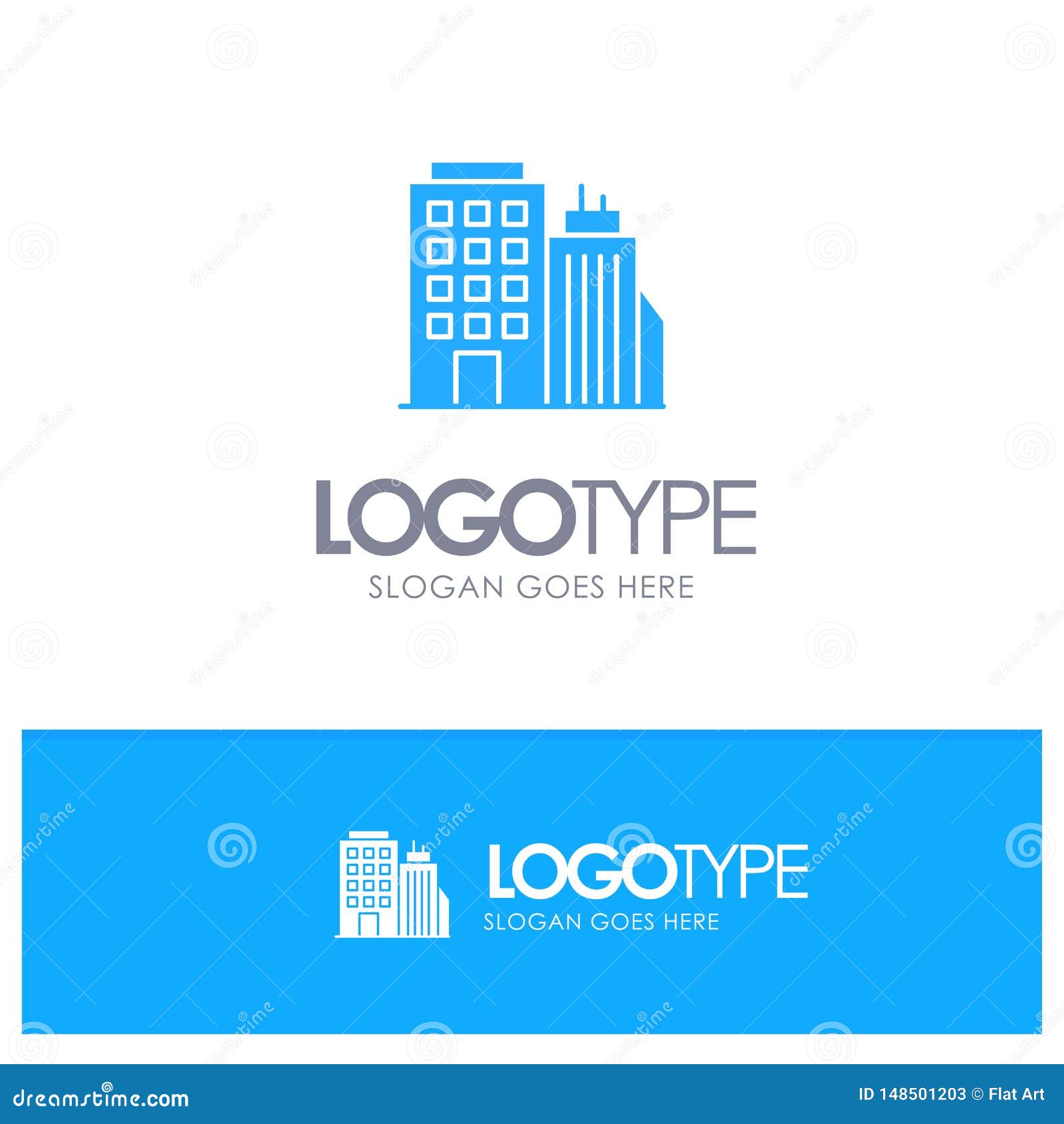 Building, Office, Tower, Head Office Blue Solid Logo with Place for ...