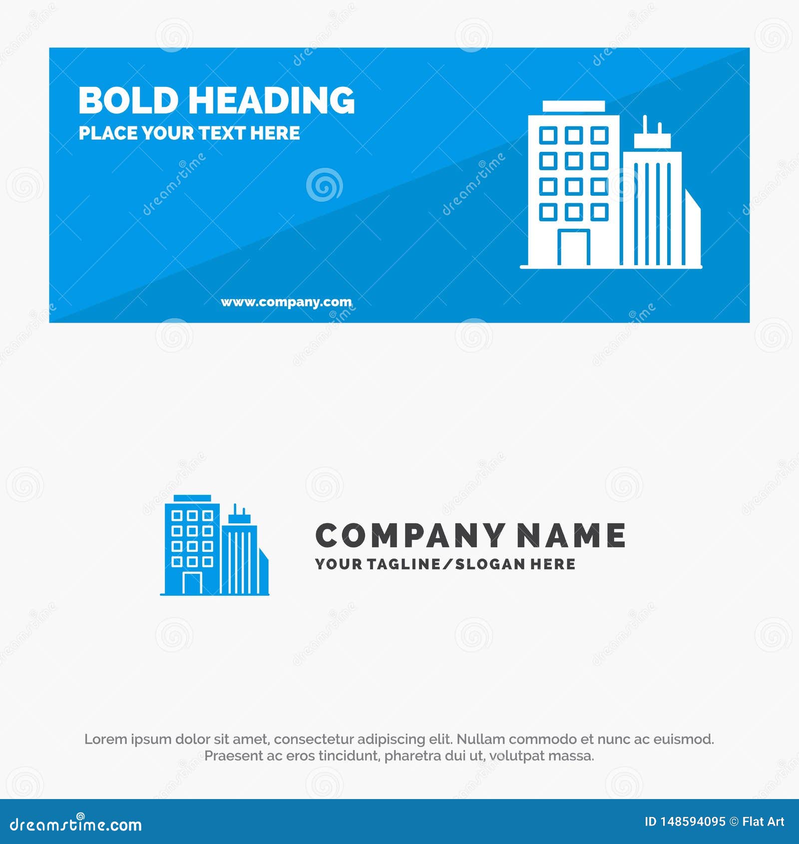 Building, Office, Tower, Head Office SOlid Icon Website Banner and ...