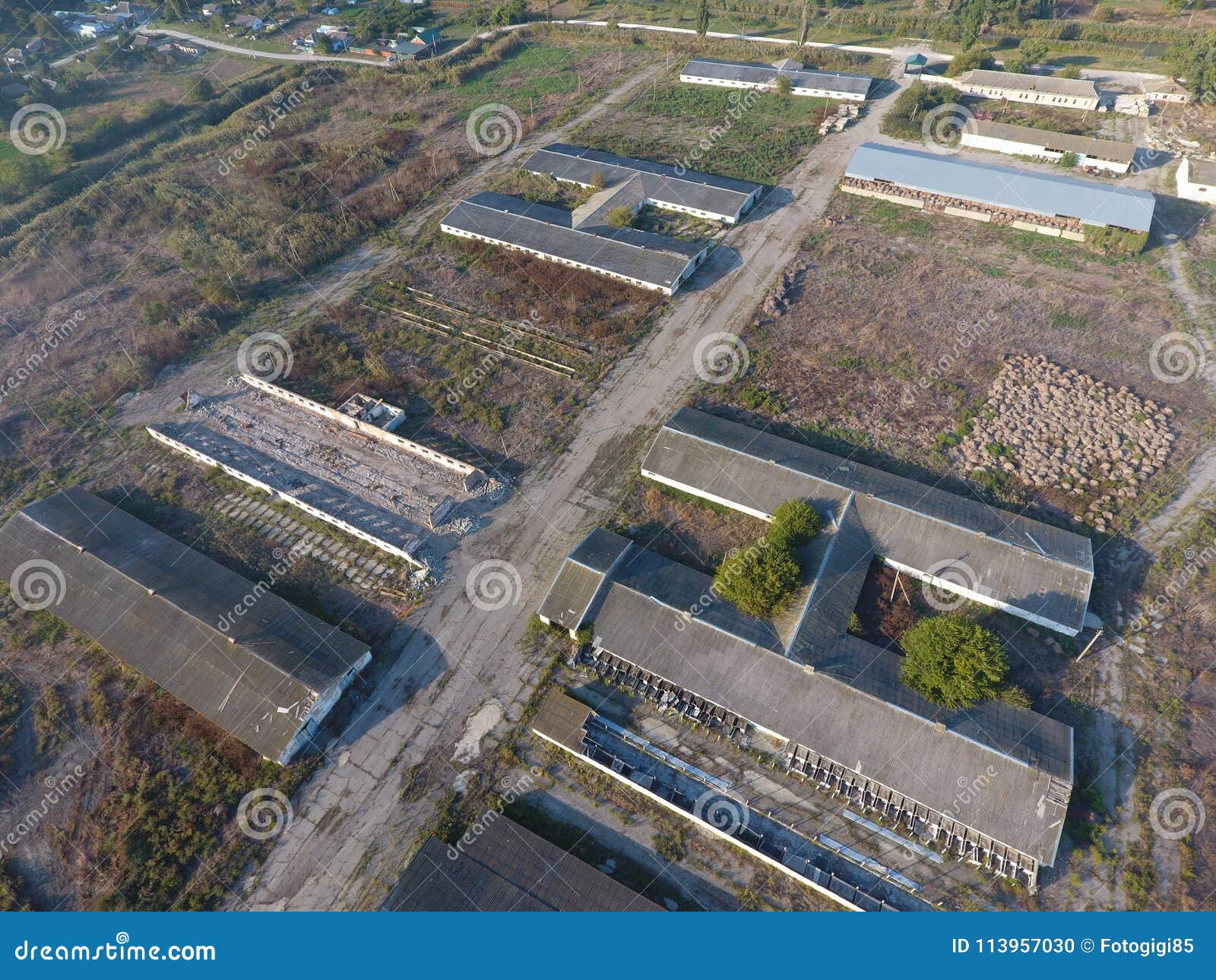 The Building of an Old Farm for Cattle. Top View of the Farm Editorial ...