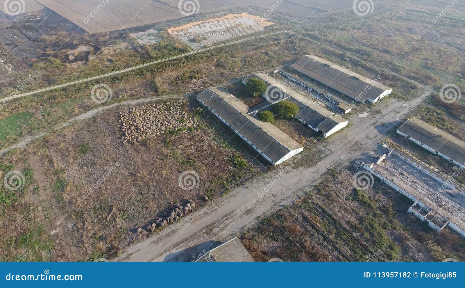 The Building of an Old Farm for Cattle. Top View of the Farm Stock ...