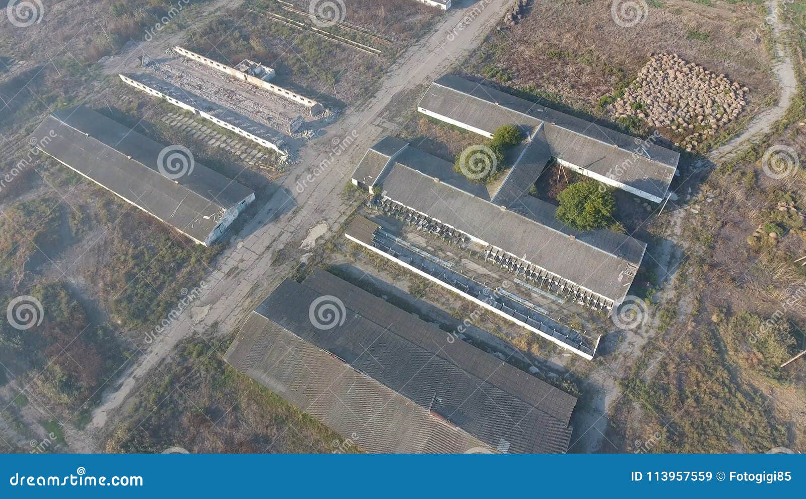 The Building of an Old Farm for Cattle. Top View of the Farm Stock ...