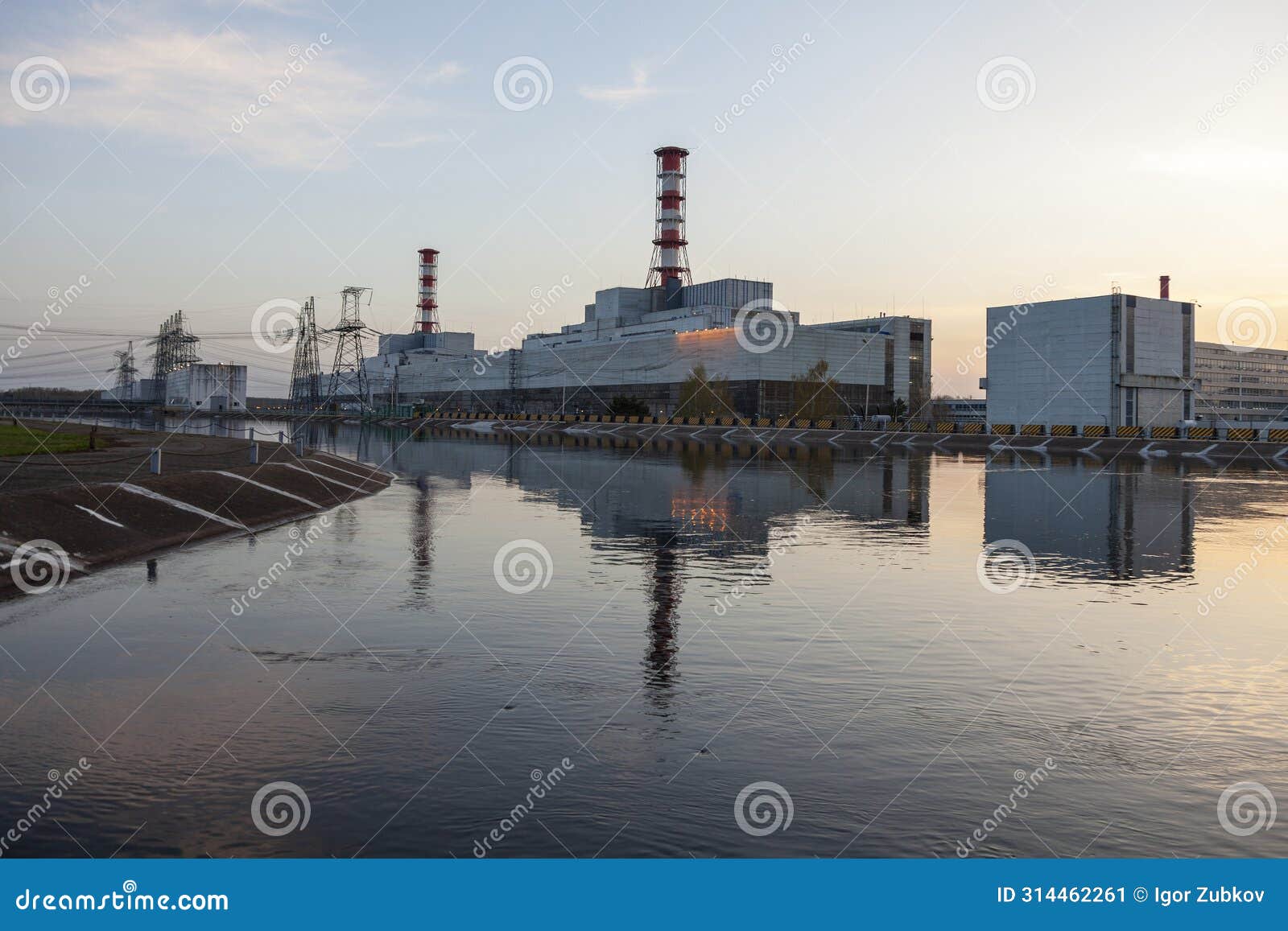 The Building of an Old Nuclear Power Plant Against the Background of ...