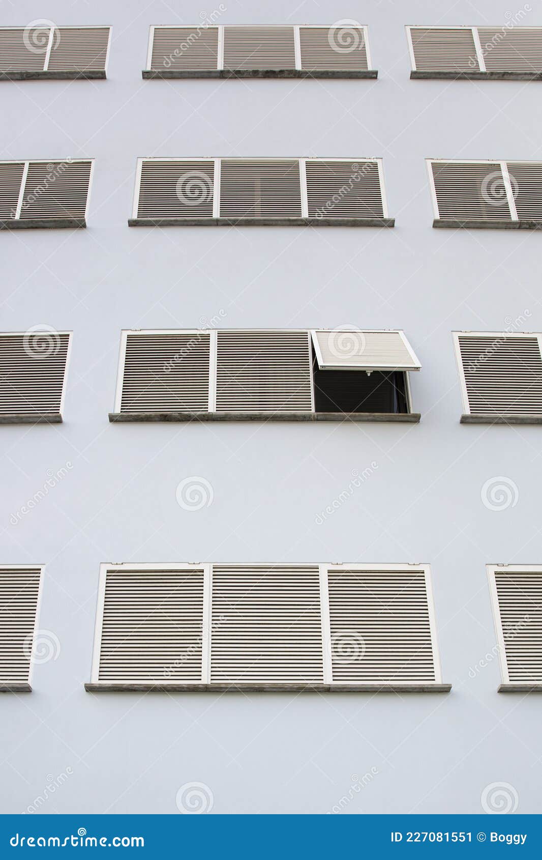 Building with only One Open Window Shutter Stock Image - Image of ...