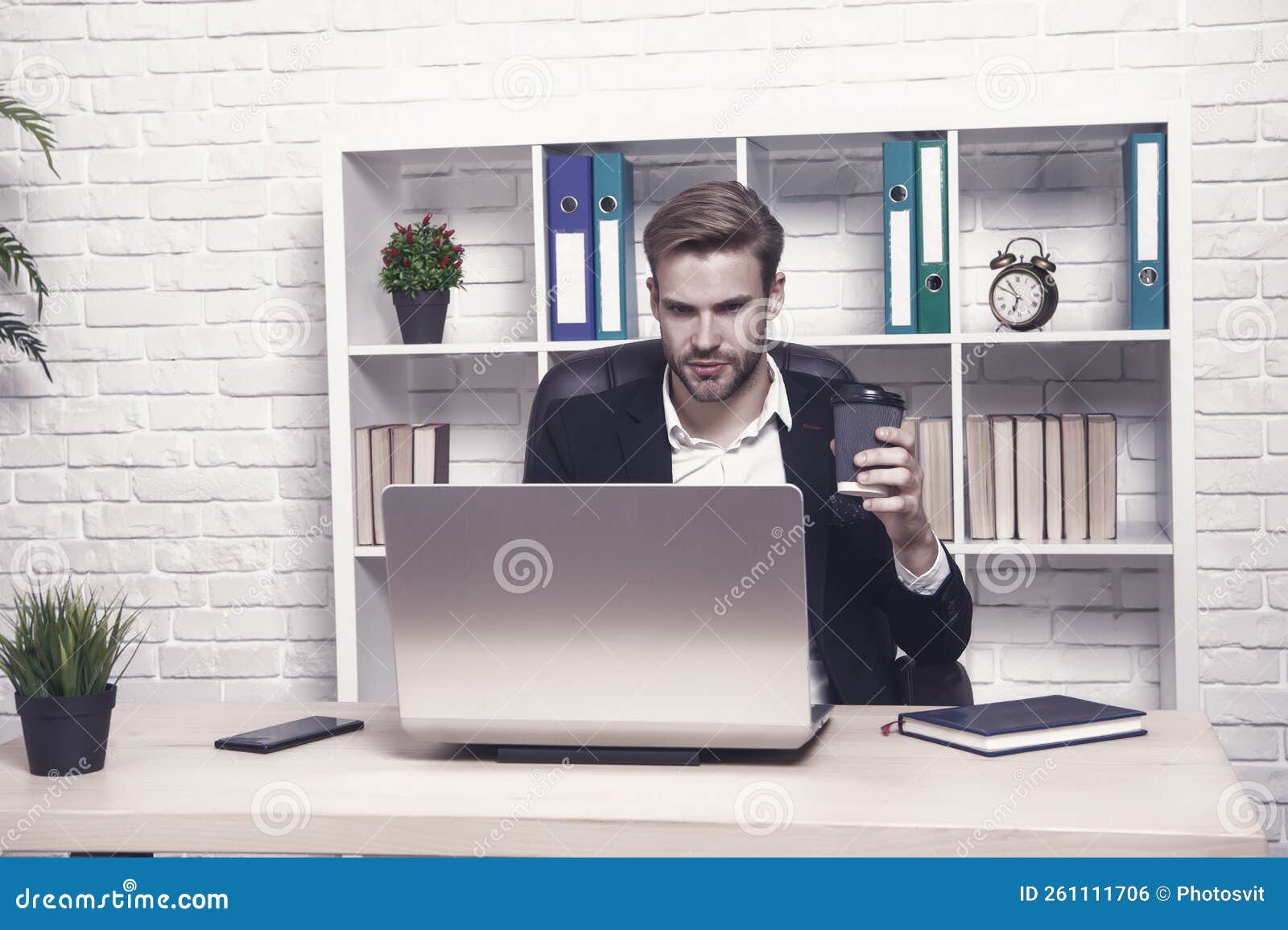 Building Online Business. Business Man Work on Computer. Professional ...