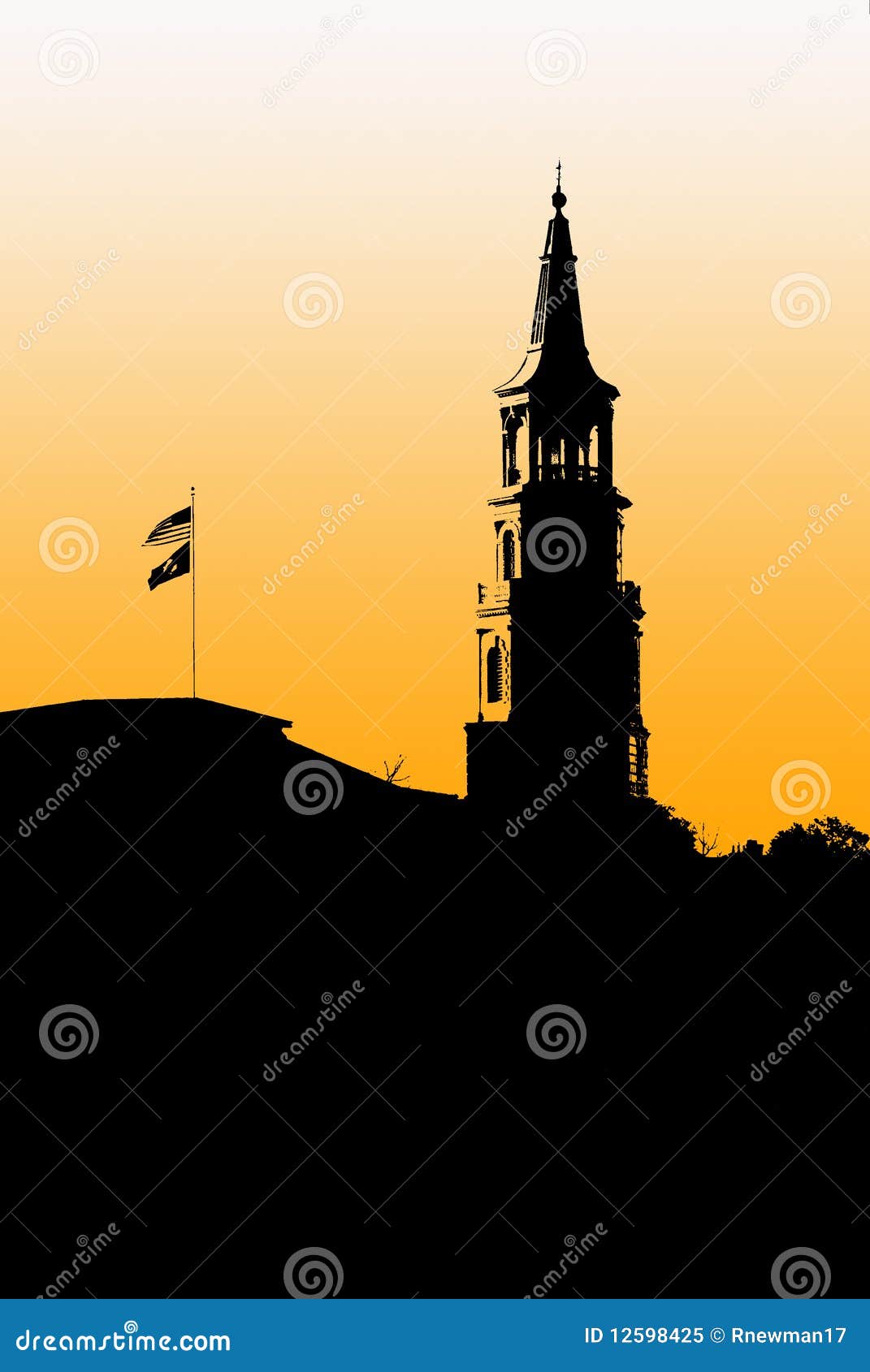Building on Orange Background Stock Illustration - Illustration of ...