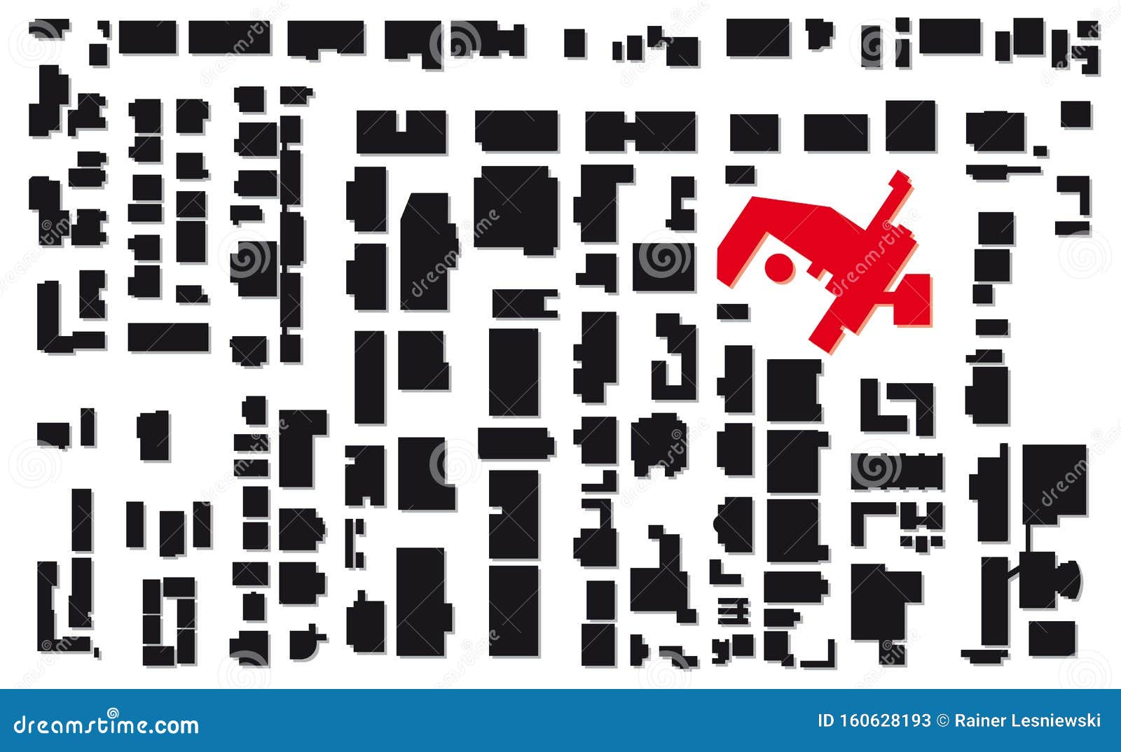 Imaginary Cadastral Map Of Territory With Buildings, Roads And Land ...