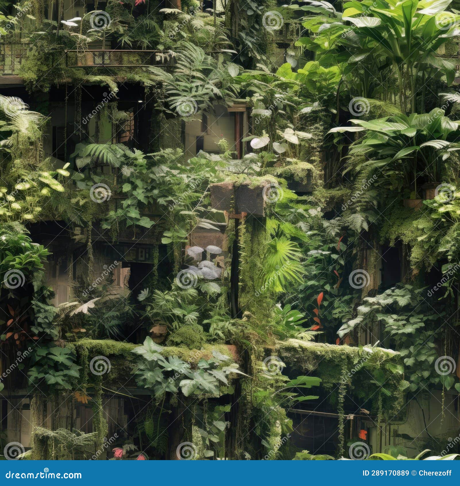 The Building is Overgrown with Plants Stock Image - Image of spring ...