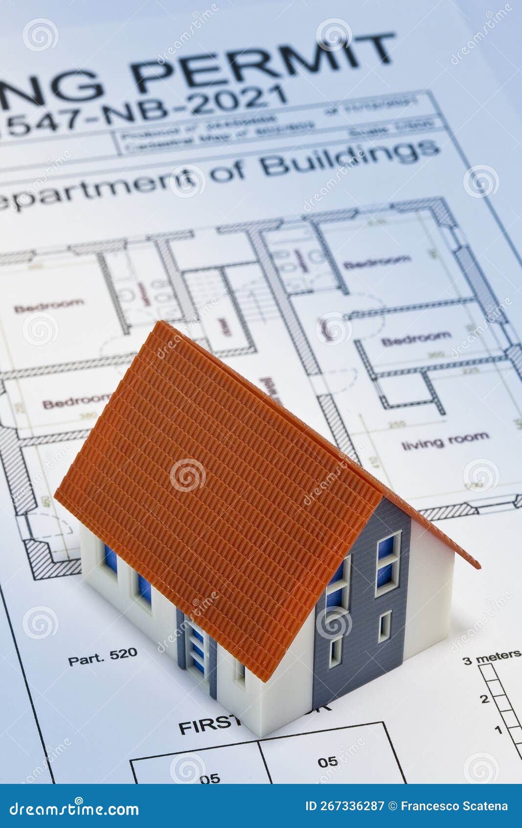 Building Permit Concept With Imaginary General Urban Plan And Cadastral ...
