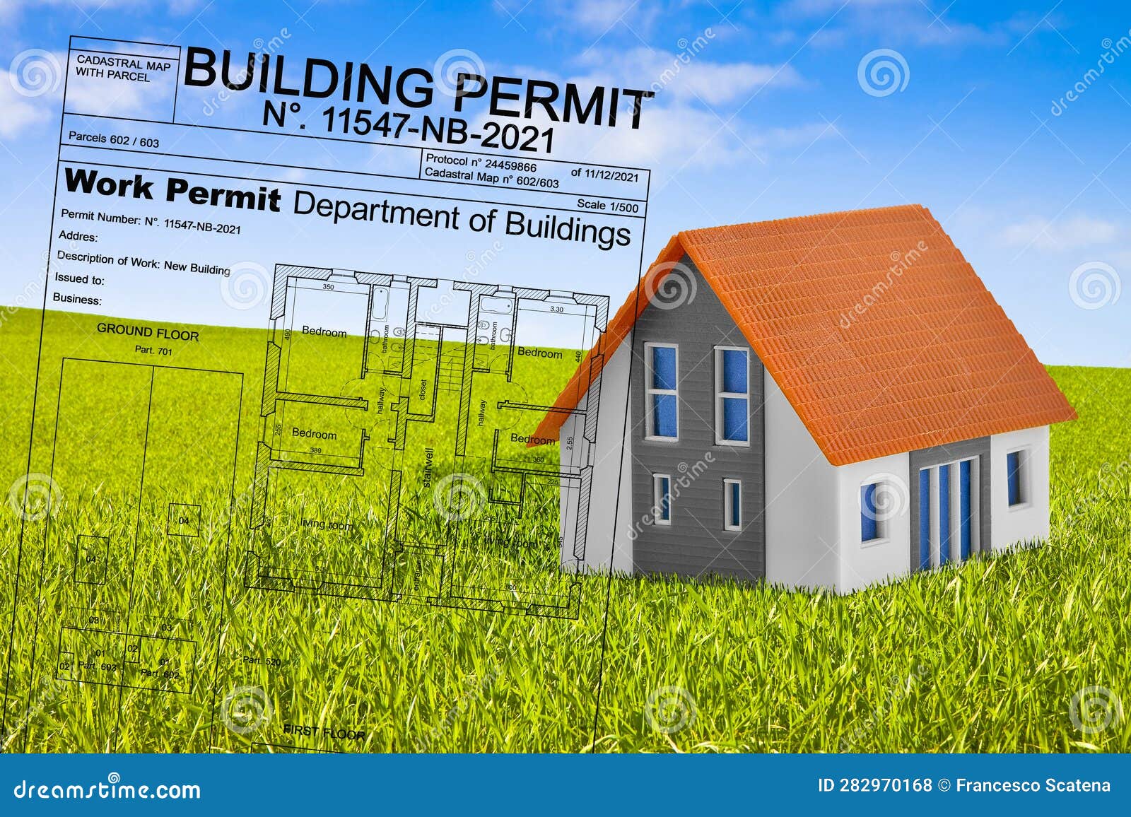 Building Permit Concept with Imaginary Building Approvation and ...