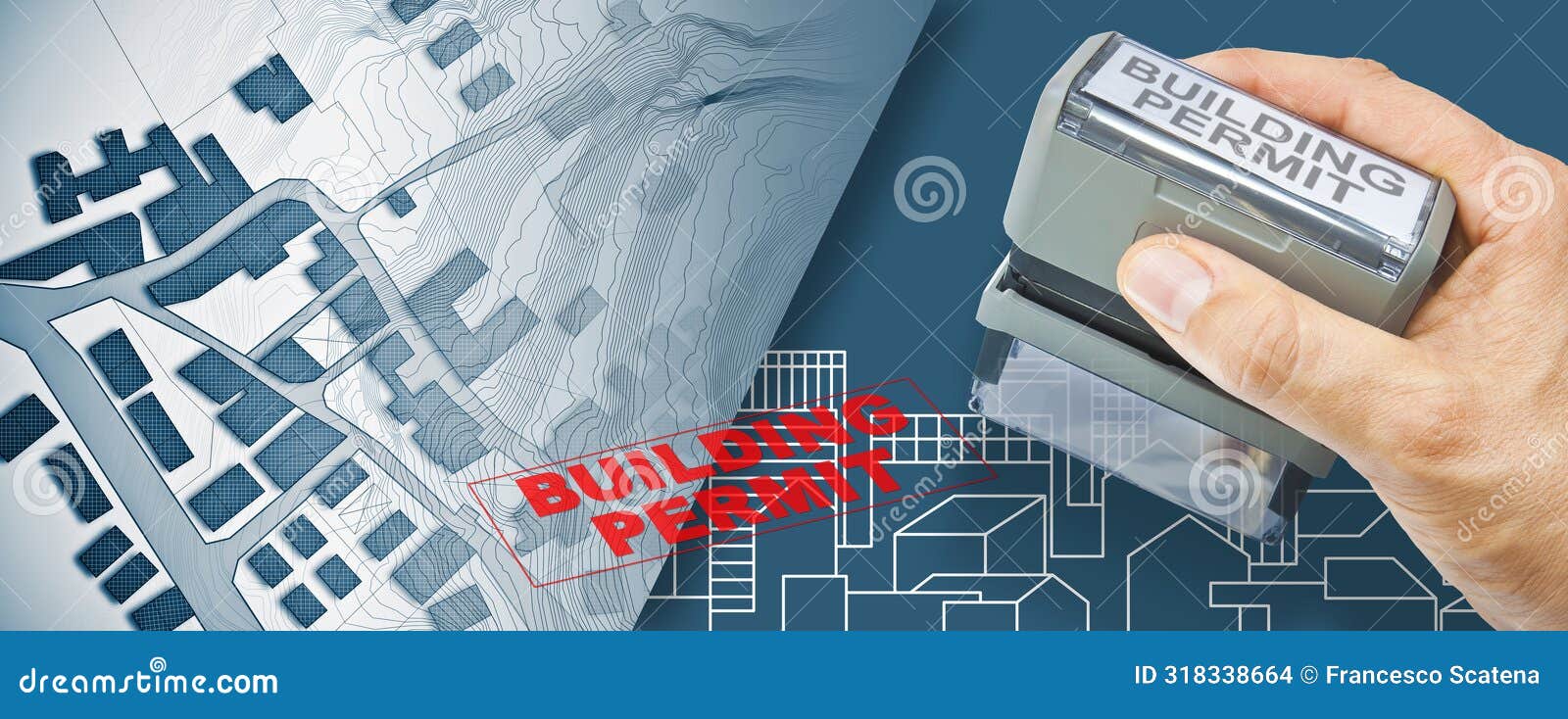 Building Permit Banner Concept With Imaginary Cadastral Map ...