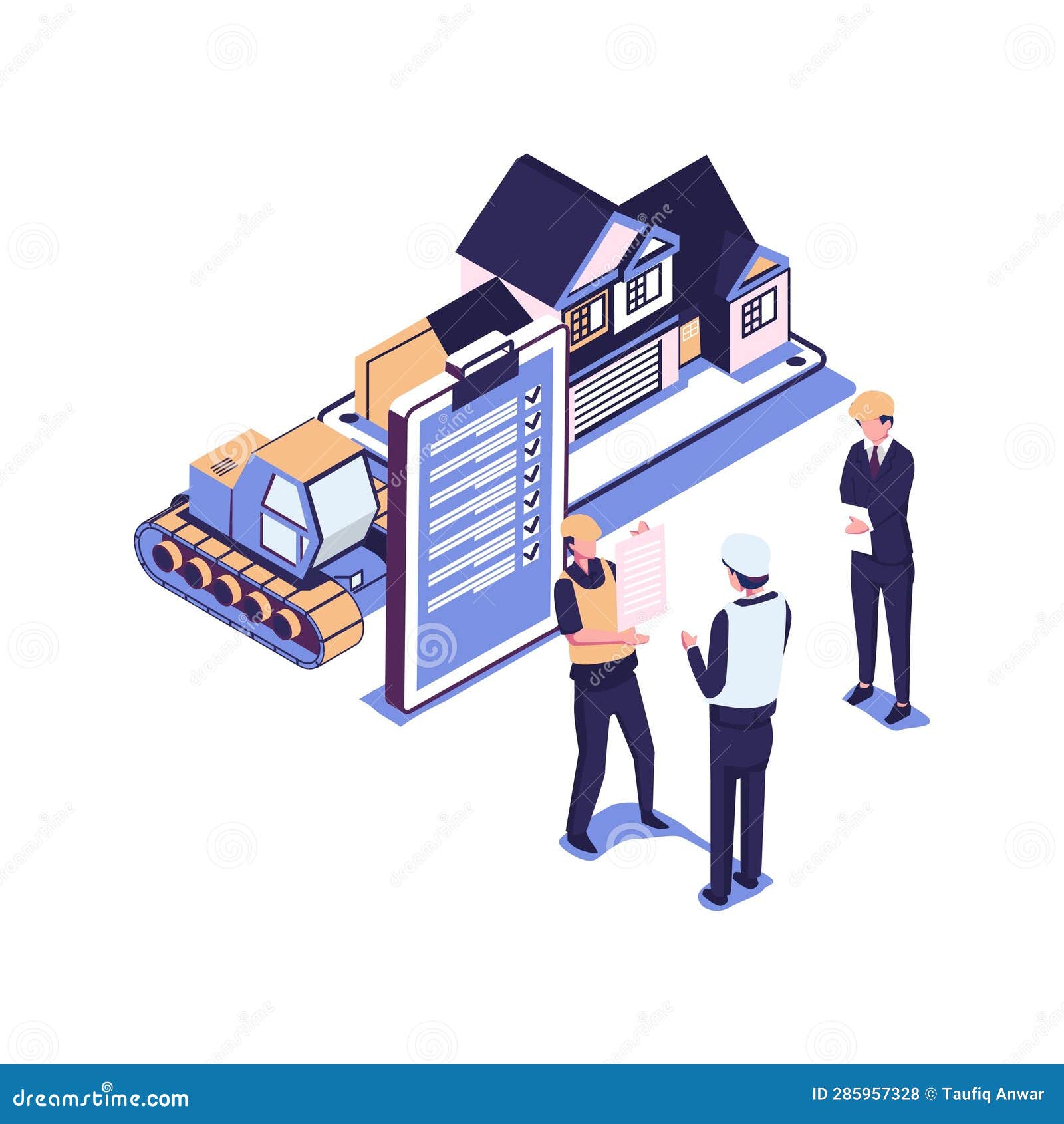 Building Permit Flat Style Isometric Illustration Vector Design Stock ...