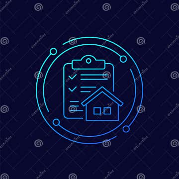 Building Permit Icon, Linear Design Stock Vector - Illustration of ...