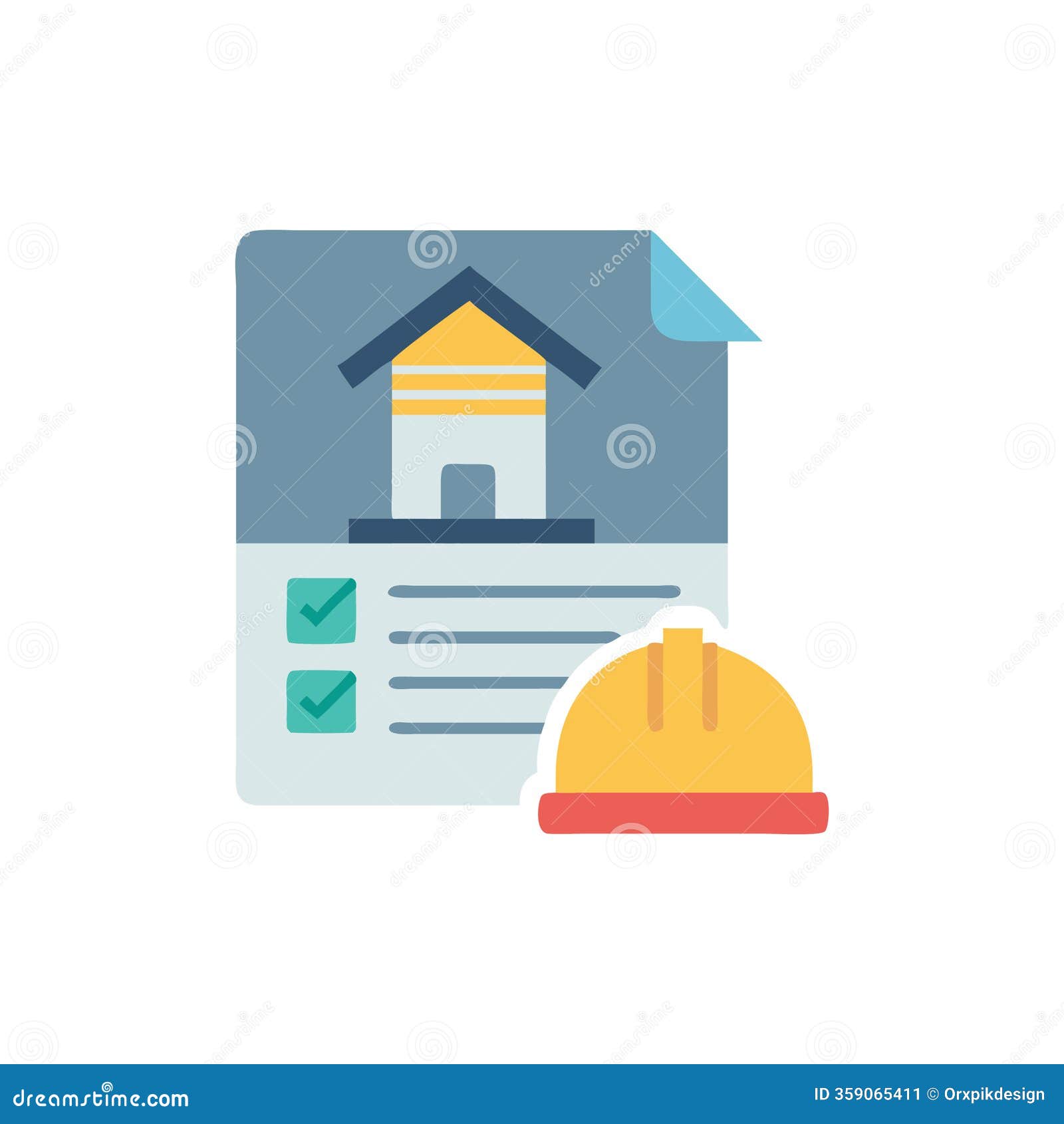 Building Permit Icon, House Project Linear Design Cartoon Vector ...