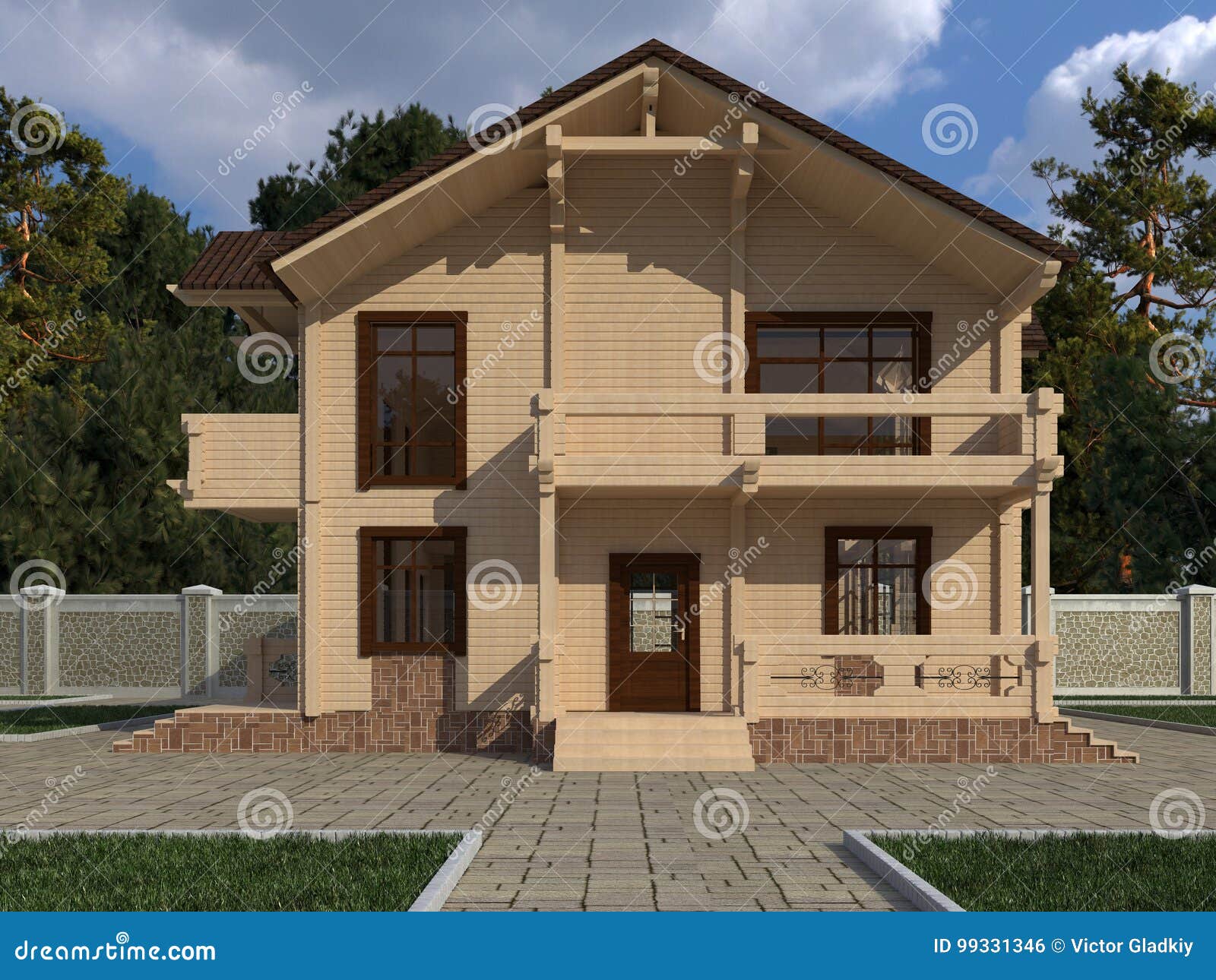 Building Photo Realistic Render 3D Illustration Stock Illustration ...