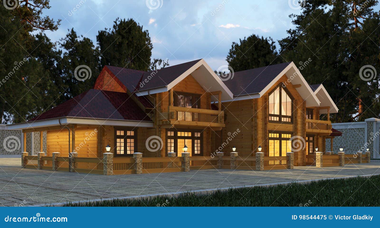 Building Photo Realistic Render 3D Illustration Stock Illustration ...