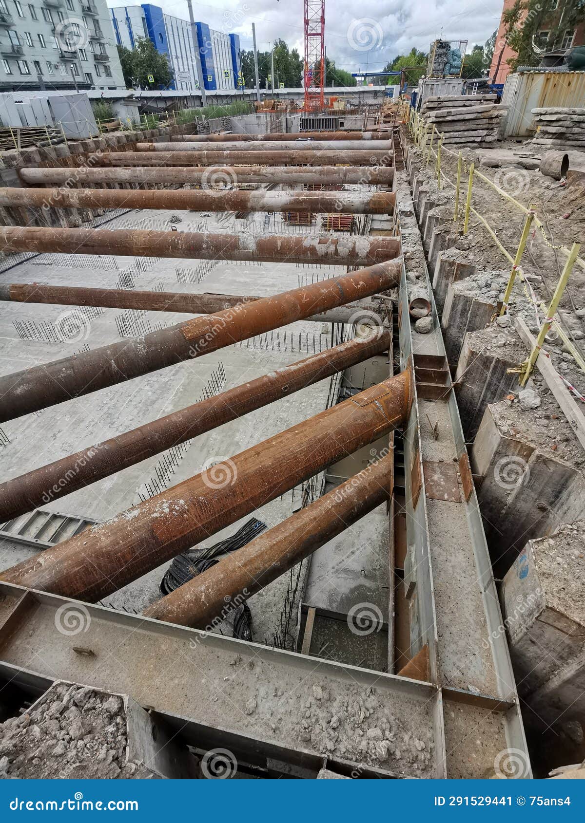 Building Piling Pipe Construction Stock Image - Image of building ...