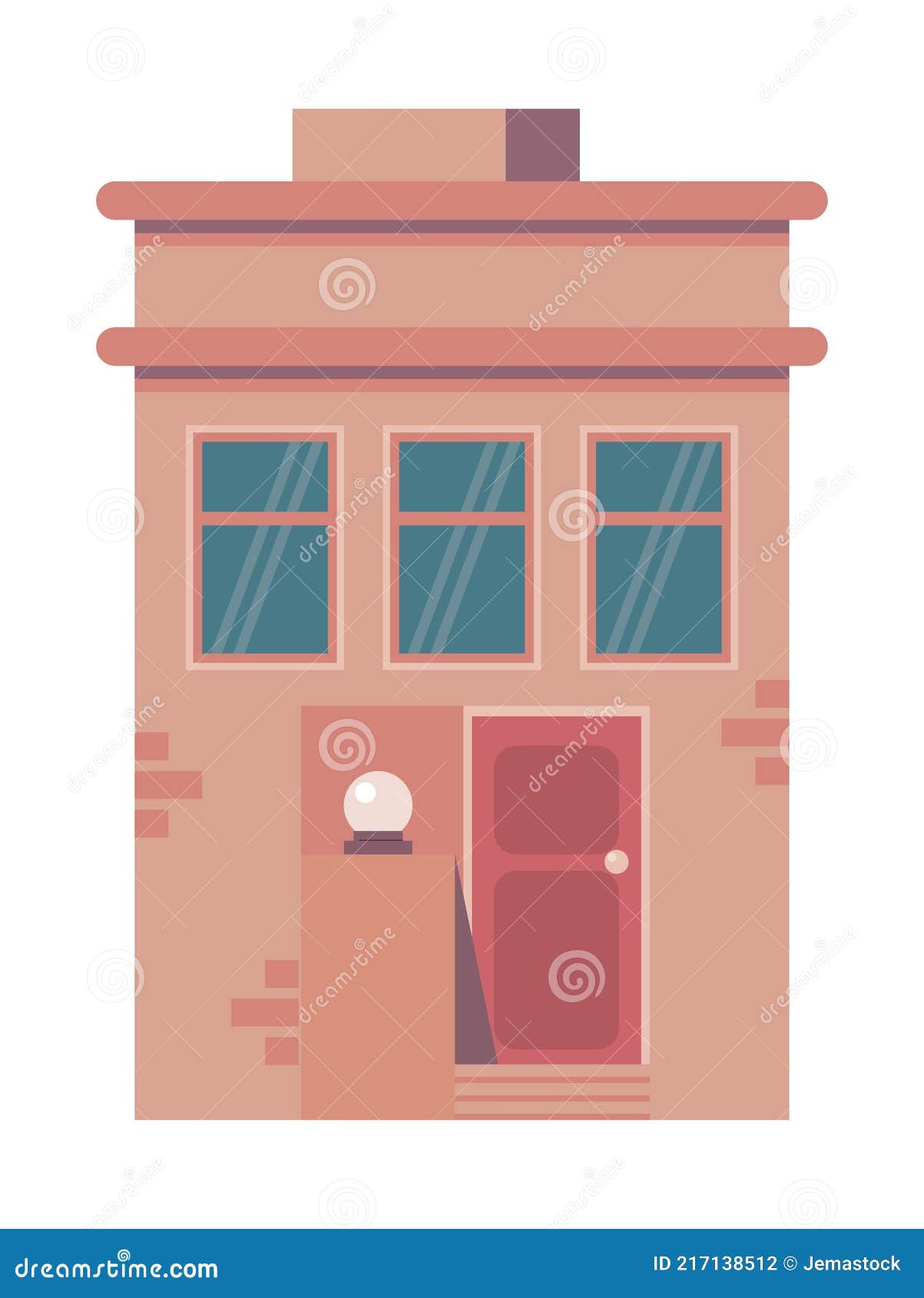 Building pink facade stock vector. Illustration of street - 217138512