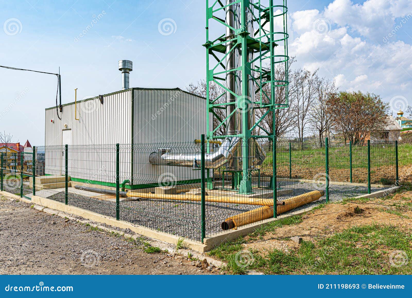 The Building and the Pipe of the External Boiler Room for Heating ...