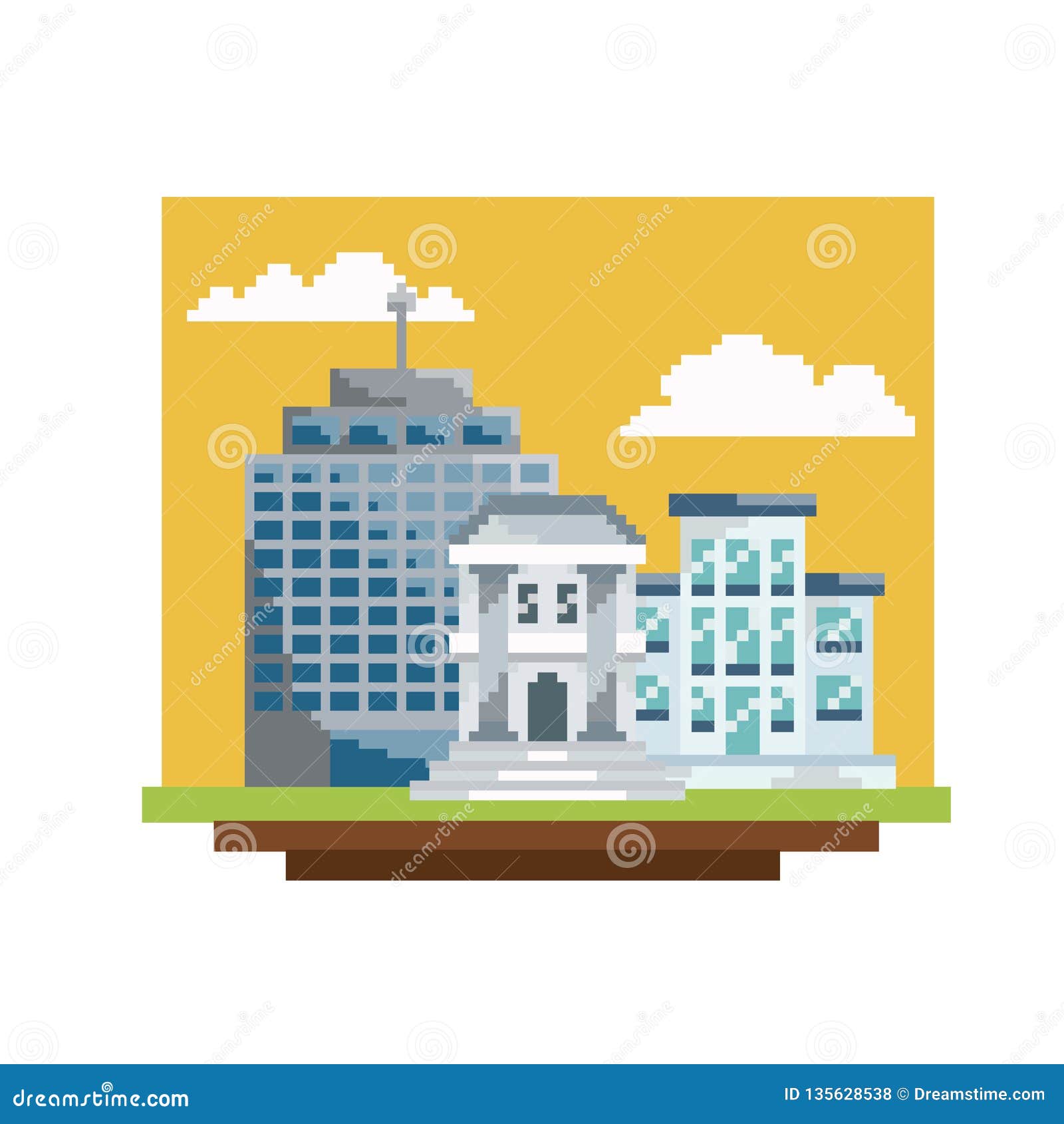 Building in pixel art stock illustration. Illustration of retro - 135628538