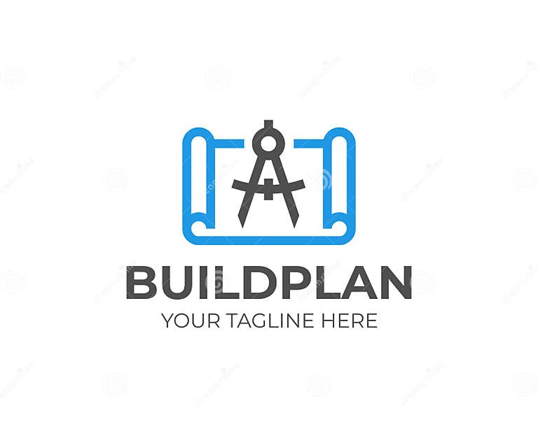 Building Plan with Divider Logo Template. Architectural Project Vector ...