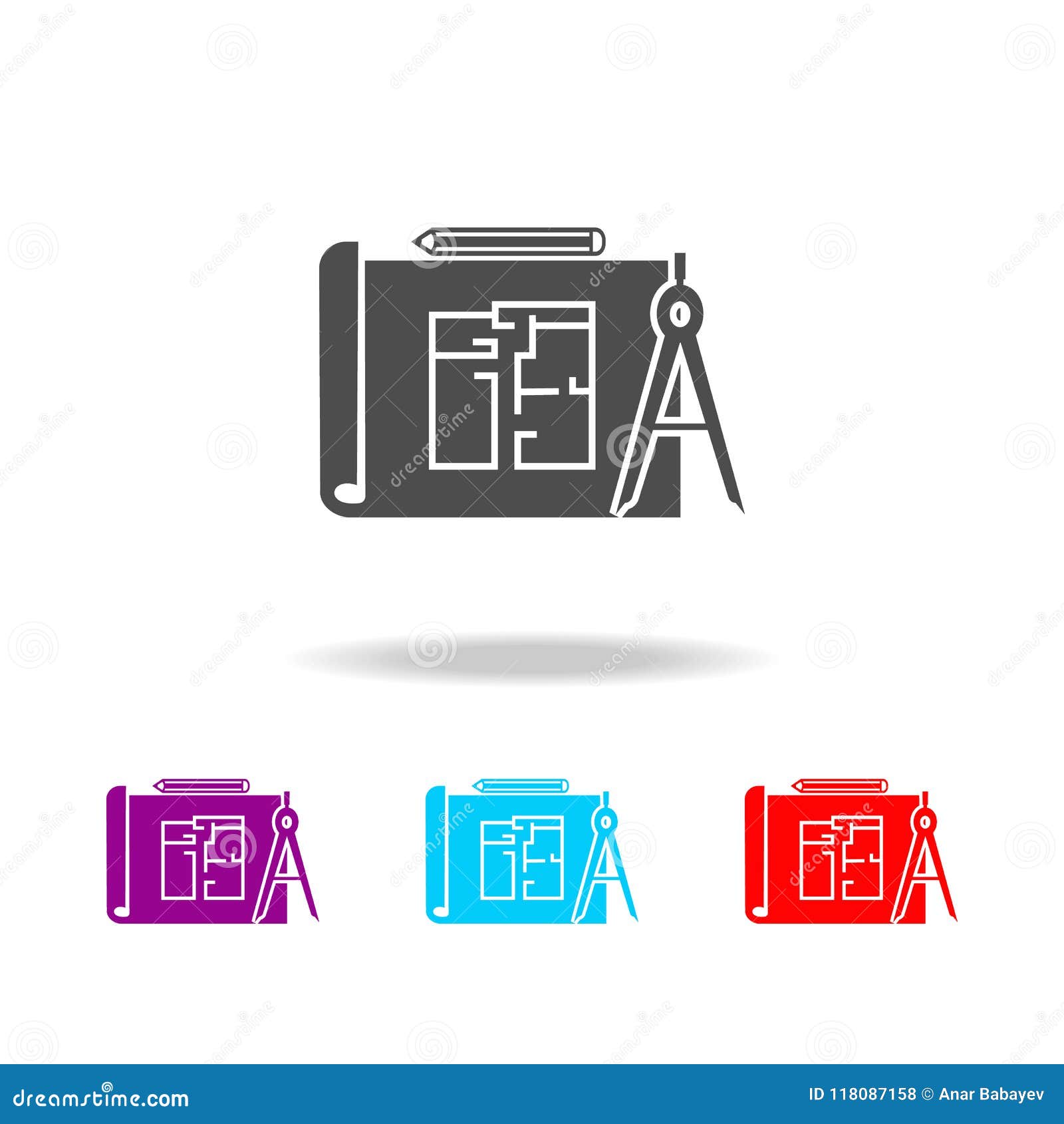 Building Plan Icon. Elements of Construction Materials in Multi Colored ...