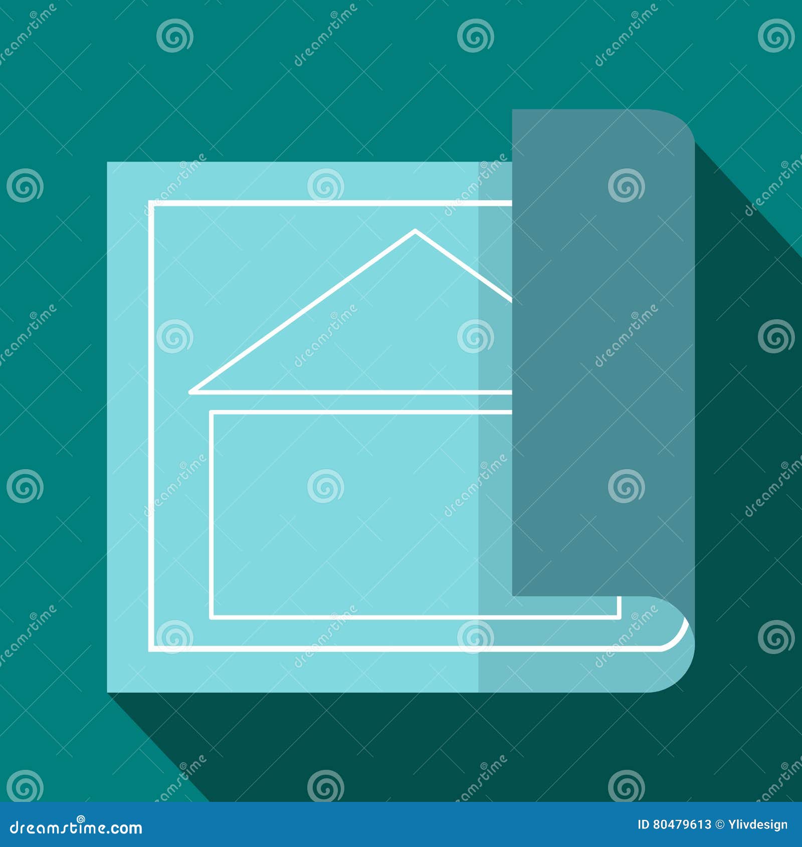 Building Plan Icon, Flat Style Stock Vector - Illustration of modern ...