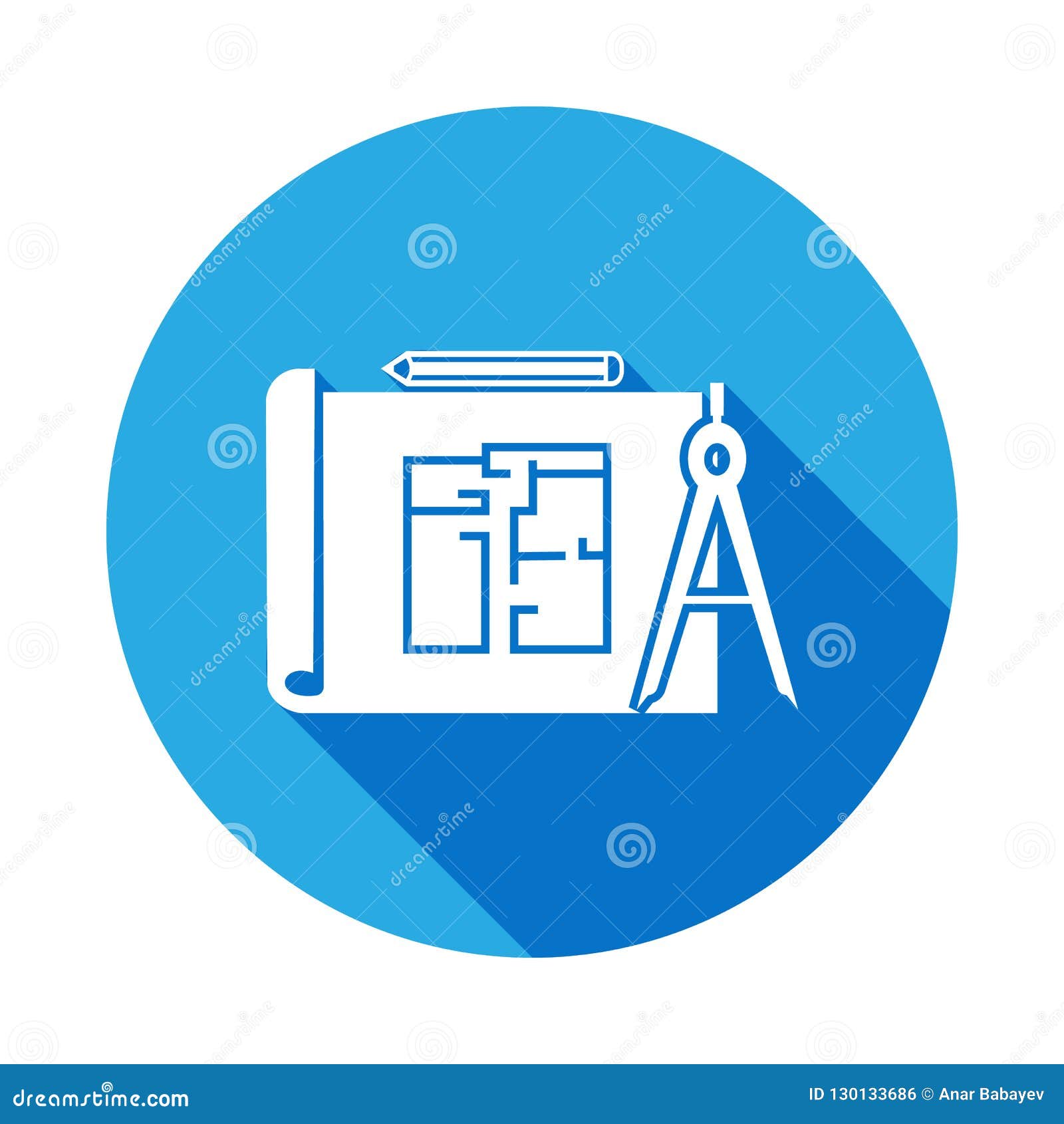 Building Plan Icon with Long Shadow. Elements of Constraction Icon with ...