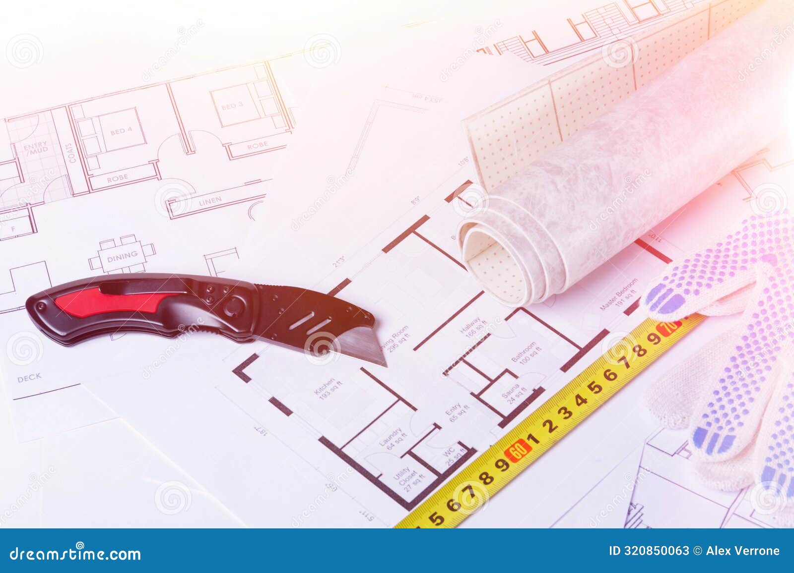 Building Plan. Linoleum and Flooring Installation Tools. Repair in the ...