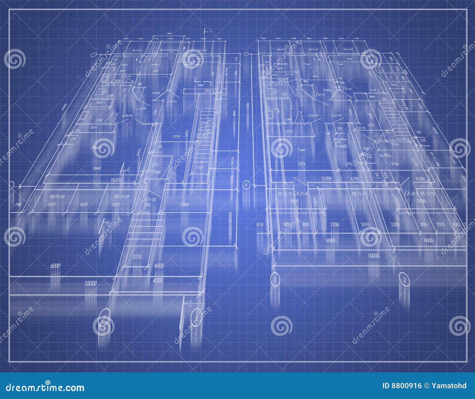 Building plan in motion stock illustration. Illustration of outline ...