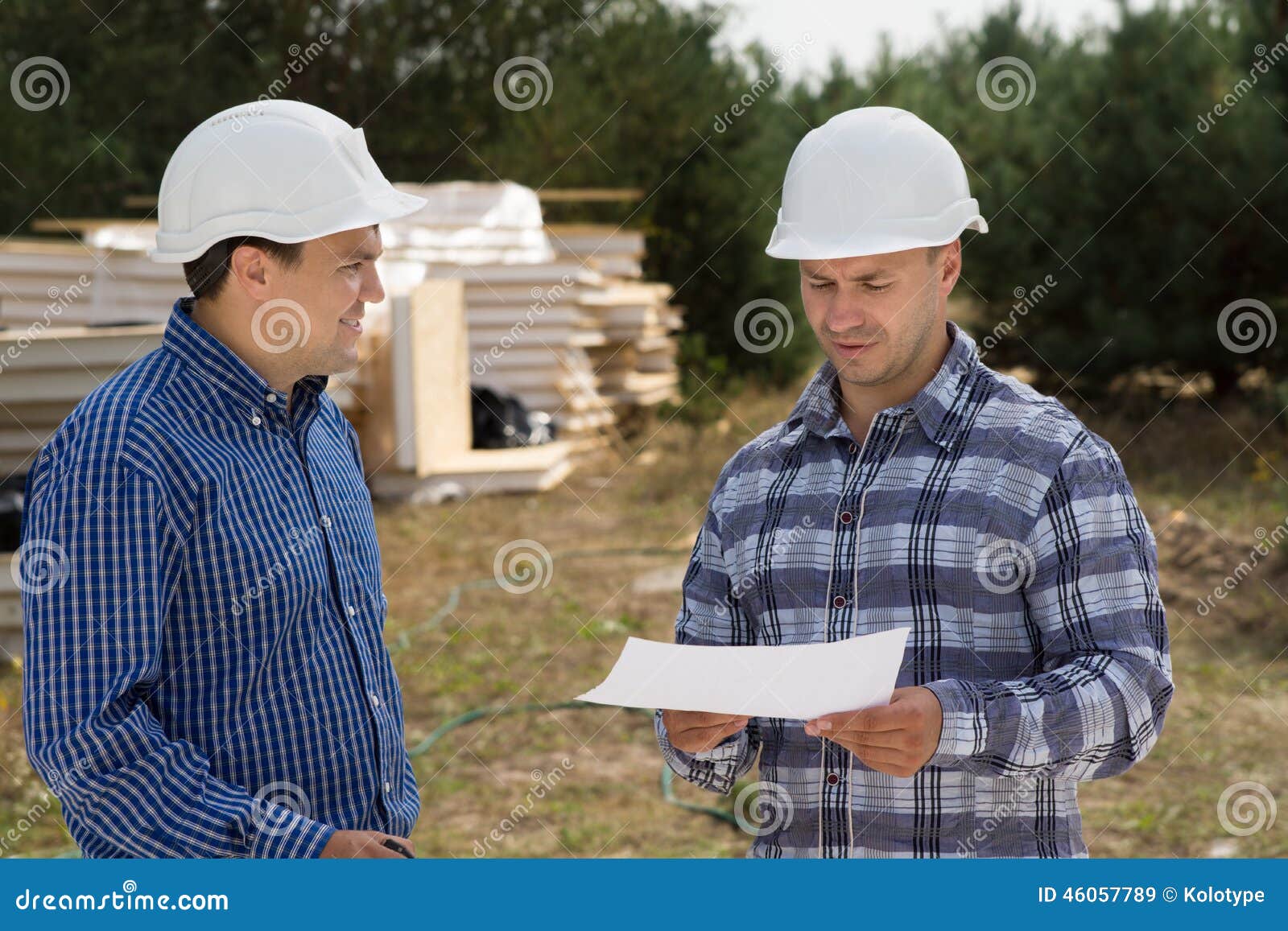 Building Planners Talking at the Construction Site Stock Image - Image ...