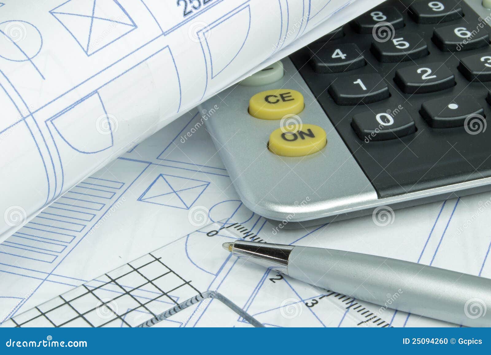 Building Plans and Calculator Stock Photo - Image of detail, house ...